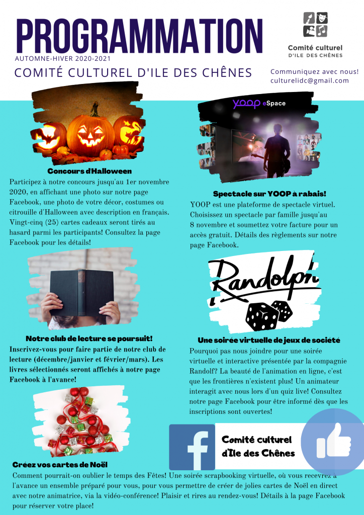 Programmation automne-hiver 2020-2021 Comité cuturel d’Île-des-Chênes - Fédération culturelle de ...